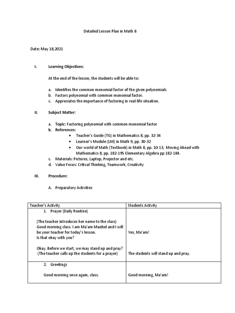 Final Demonstration Math 8 | PDF | Mathematics | Factorization