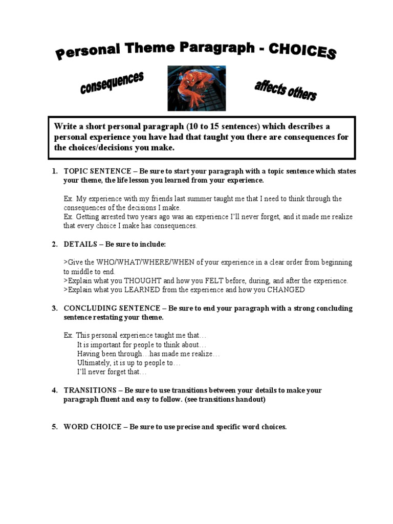 Personal Theme Paragraph | PDF | Paragraph | Cognition