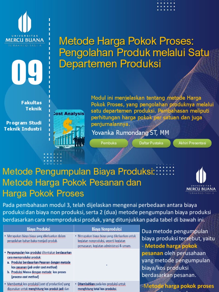 Metode Harga Pokok Proses - Pengolahan Produk Melalui Satu Dept - Produksi | PDF