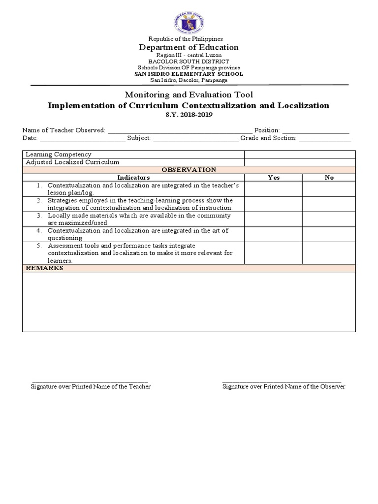 Implementation of Curriculum Contextualization and Localization | PDF | Curriculum | Teachers