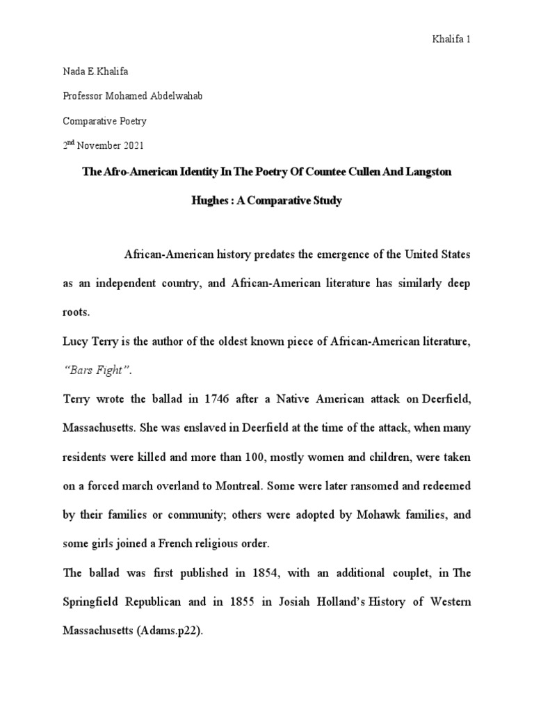 The Afro-American Identity in The Poetry of Countee Cullen and Langston ...