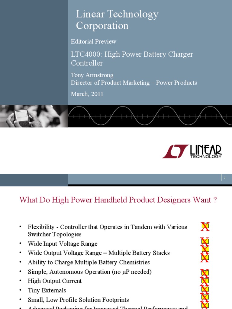 LTC4000 - High Voltage High Current Controller For Battery Charging and ...