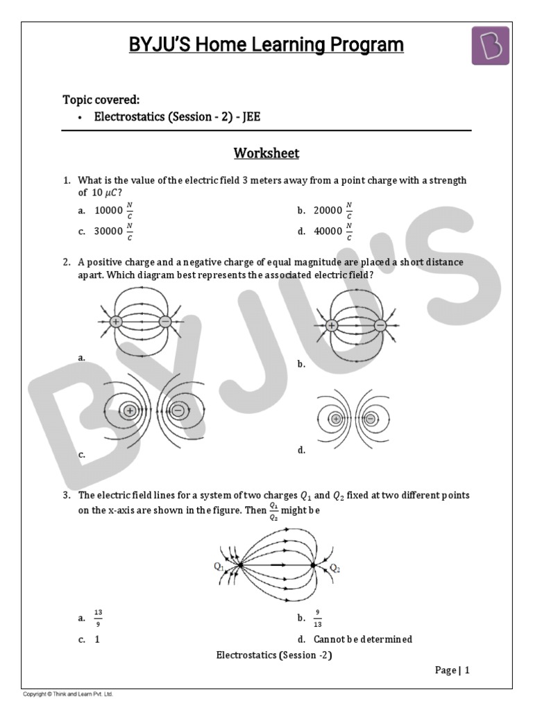 Electrostatics Worksheet and Answers | PDF | Electric Charge | Electric ...