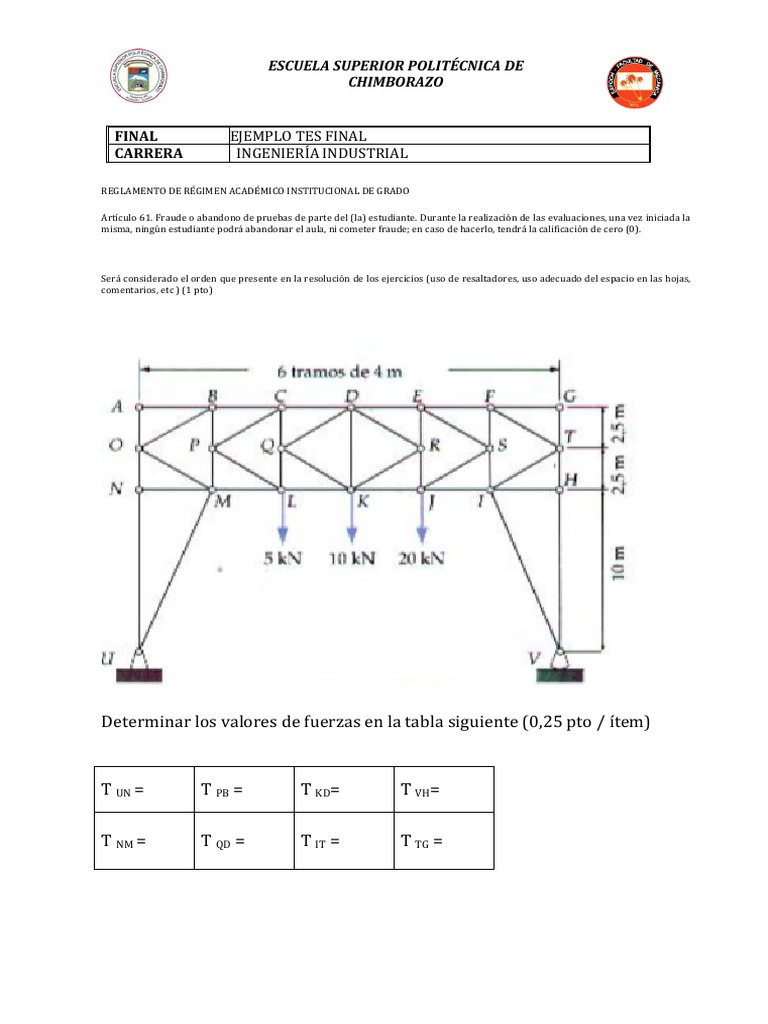 Ejemplo Examen Final Estática | PDF