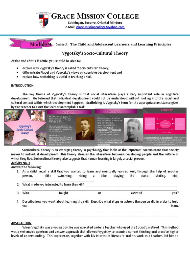 Vygotsky's Socio-Cultural Theory Explained | PDF | Cognitive ...