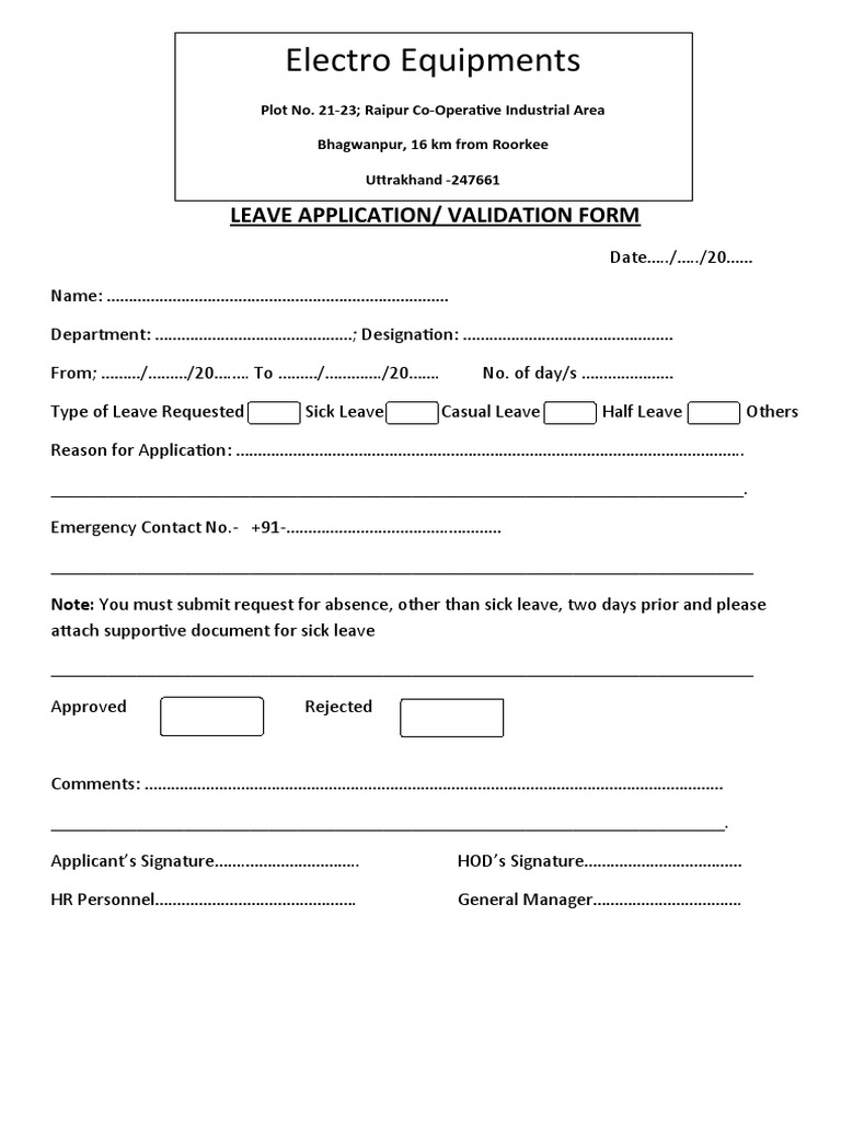 Employee Leave Request Form | PDF