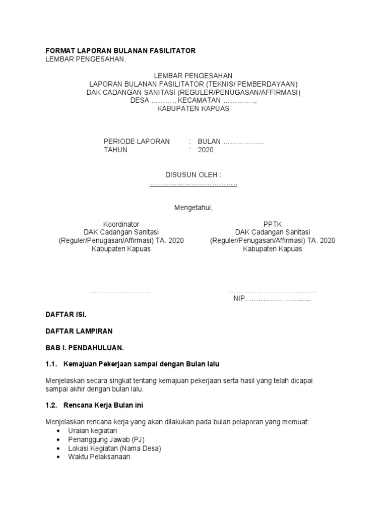 Contoh Format Laporan TFL | PDF
