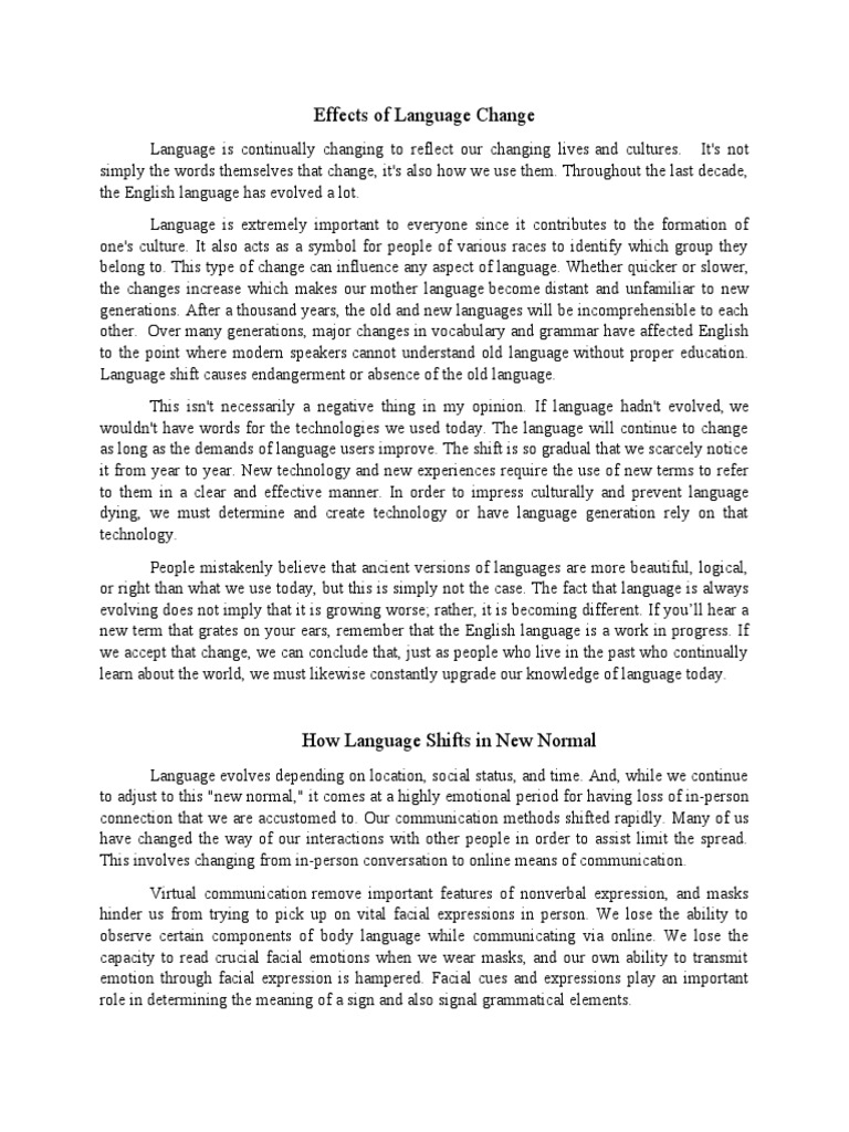 Effects of Language Change | PDF | Grammatical Gender | English Language