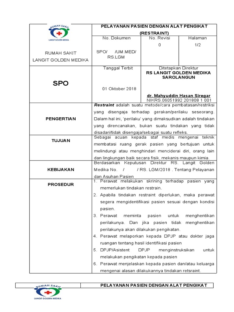 Spo Restraint | PDF | Pengembangan Diri | Kesehatan Holistik
