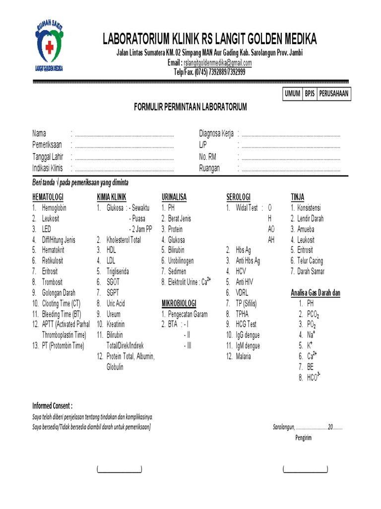 Formulir Permintaan Laboratorium | PDF