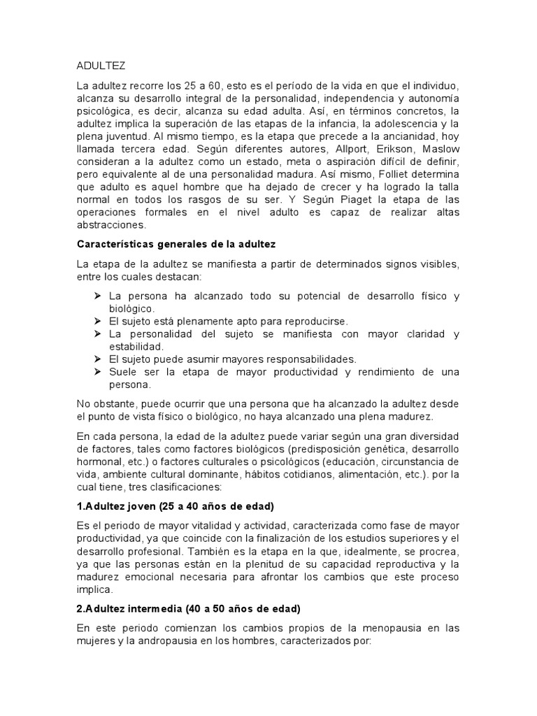 ADULTEZ | PDF | Adultos | Ciencias del comportamiento
