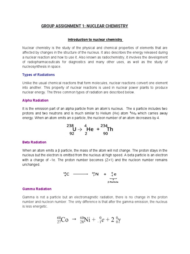 Group Assignment 1 - Nuclear Chemistry Edited | PDF | Nuclear Physics ...