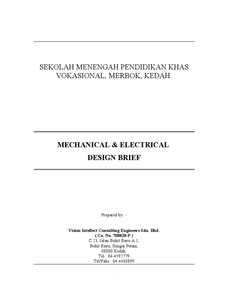 M & e Design Brief | PDF | Electric Power Distribution | Air Conditioning