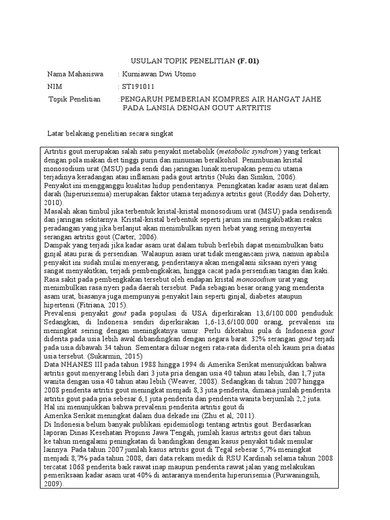 USULAN TOPIK PENELITIAN (F. 01) - Dikonversi | PDF