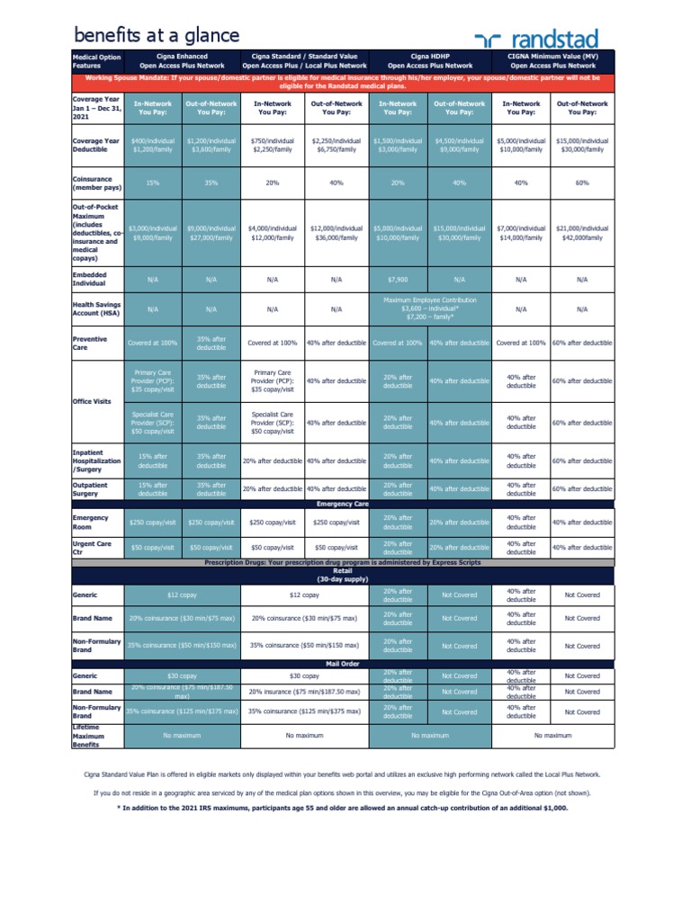 Randstad Employee Benefits at a Glance: A Summary of Medical Plan ...