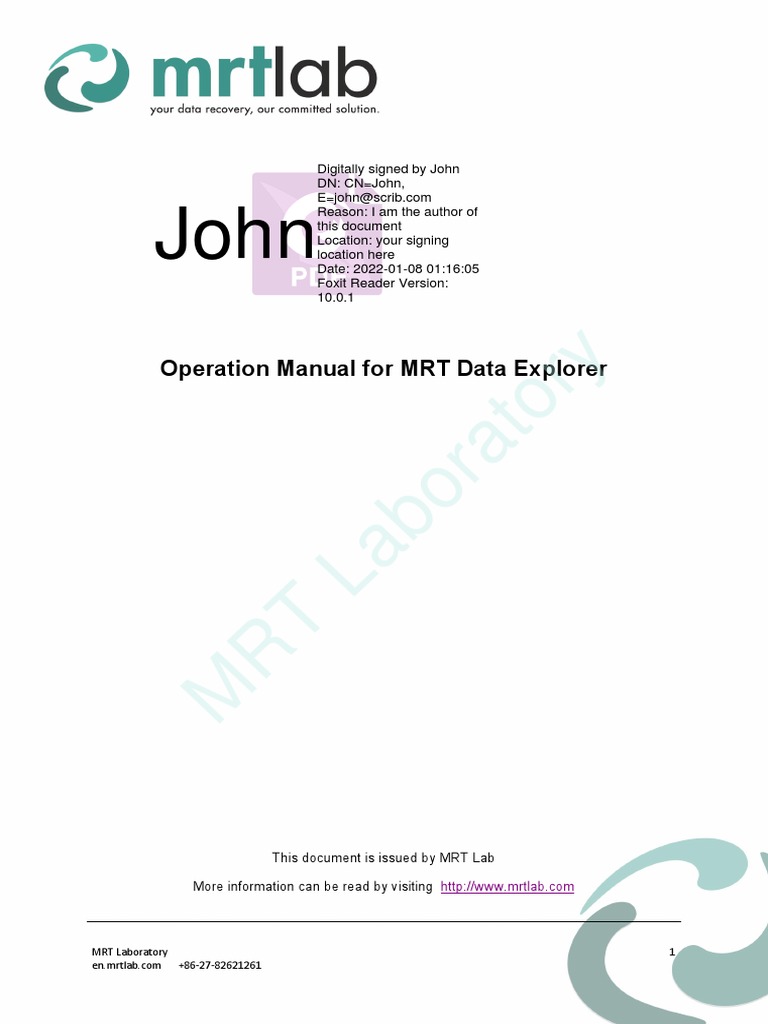 MRT Laboratory: Operation Manual For MRT Data Explorer | PDF | Computer ...