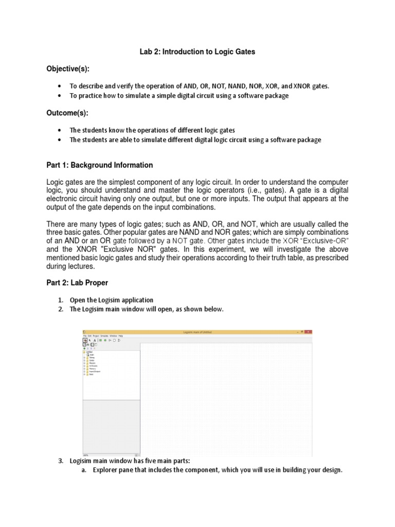 Lab 2 - Introduction To Logic Gates | PDF | Logic Gate | Computer Science