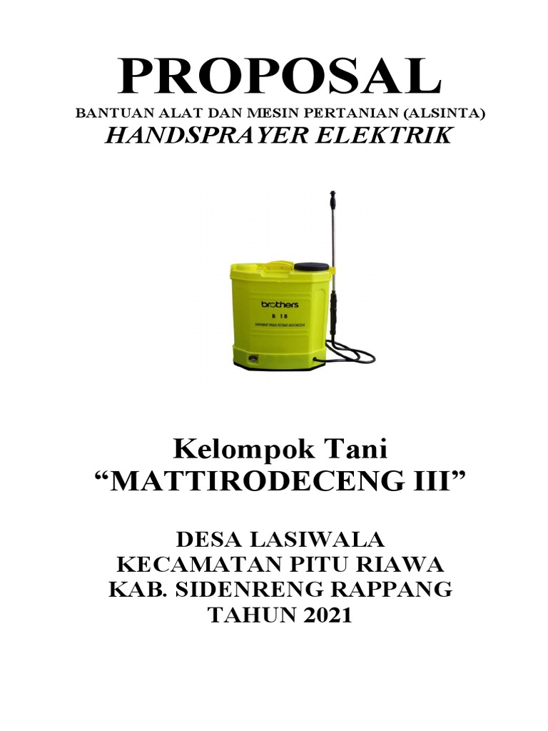 Proposal Handsprayer Samaenre Lasiwala | PDF