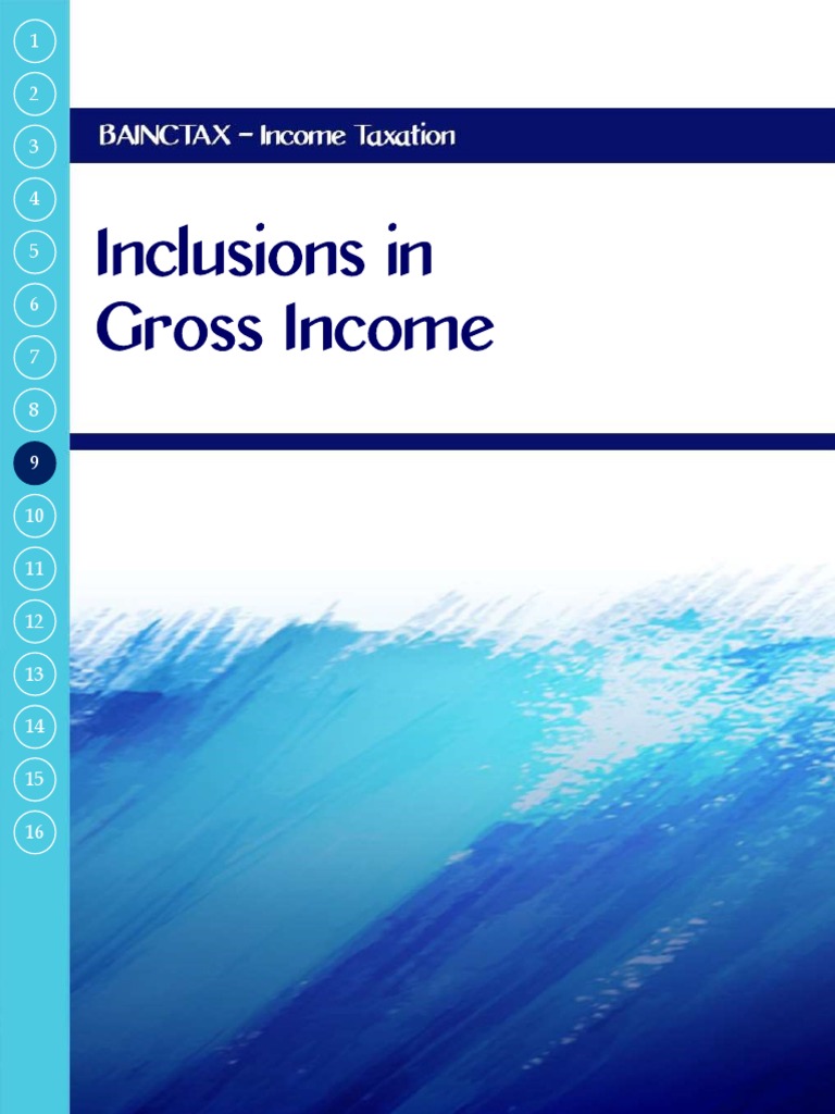 Module 09 - Inclusions in Gross Income | PDF | Gross Income | Tax Deduction