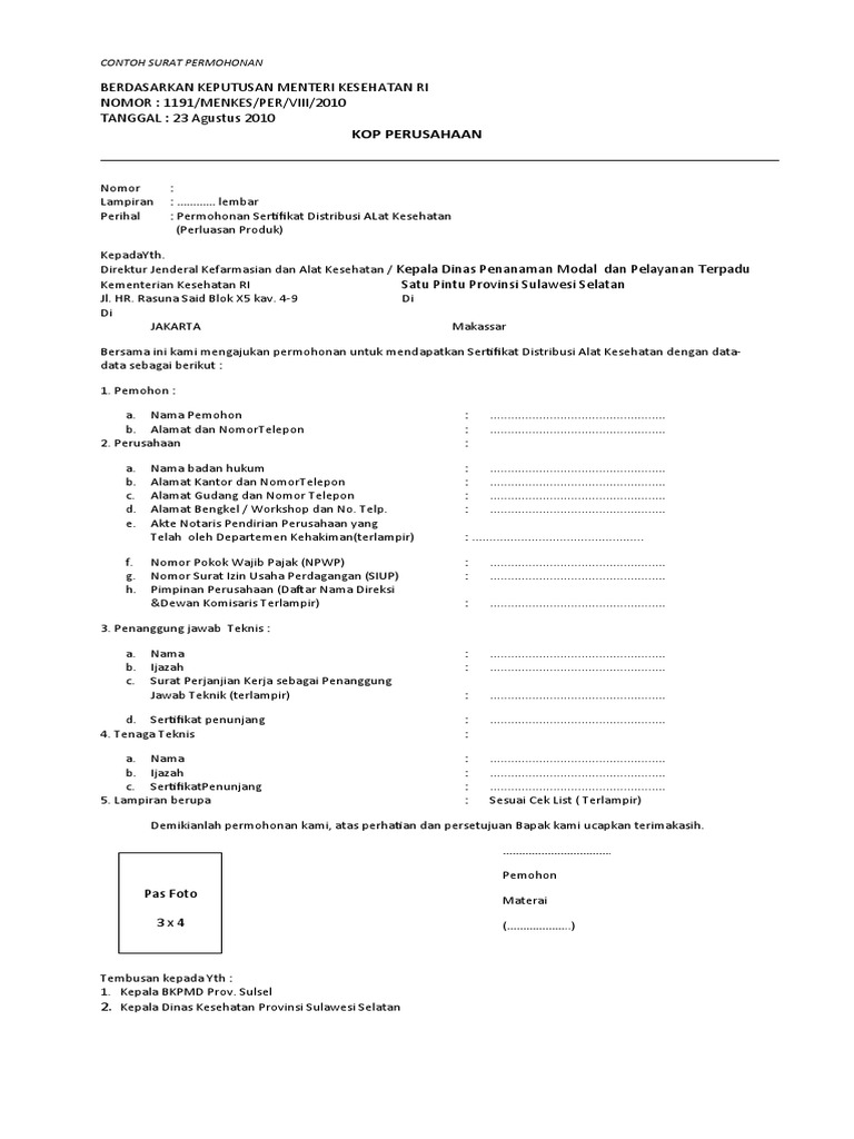 Contoh Surat Permohonan Ipak Baru | PDF