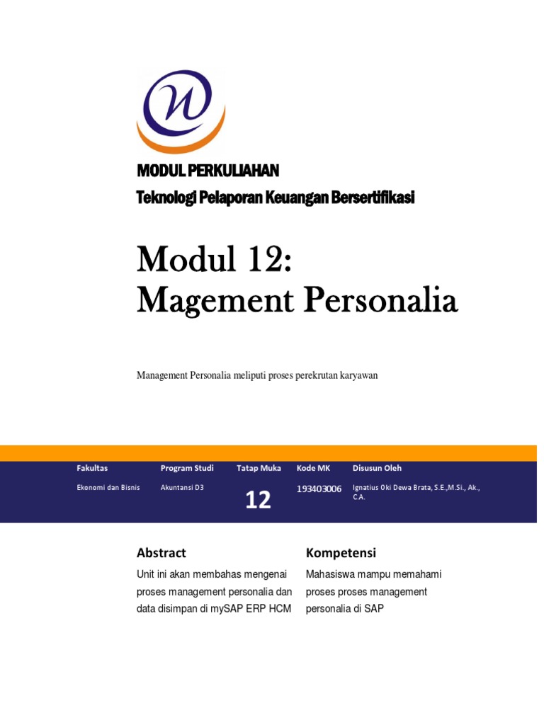 Modul 12 D3 | PDF | Karier & Perkembangan | Pengelolaan Keuangan & Uang