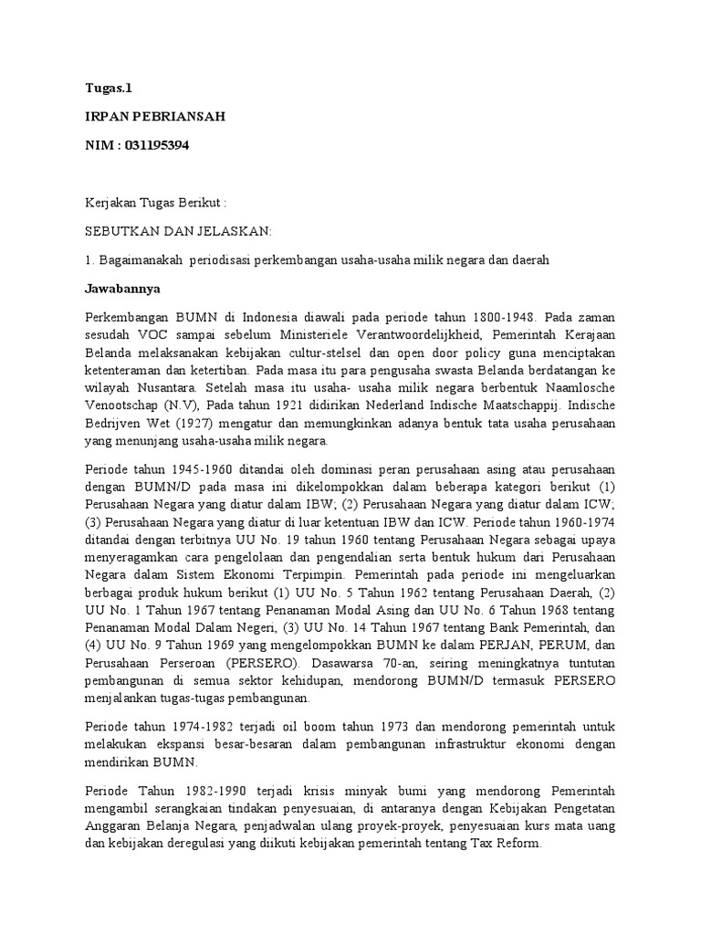 Tugas 1 Irpan | PDF | Bisnis | Hukum