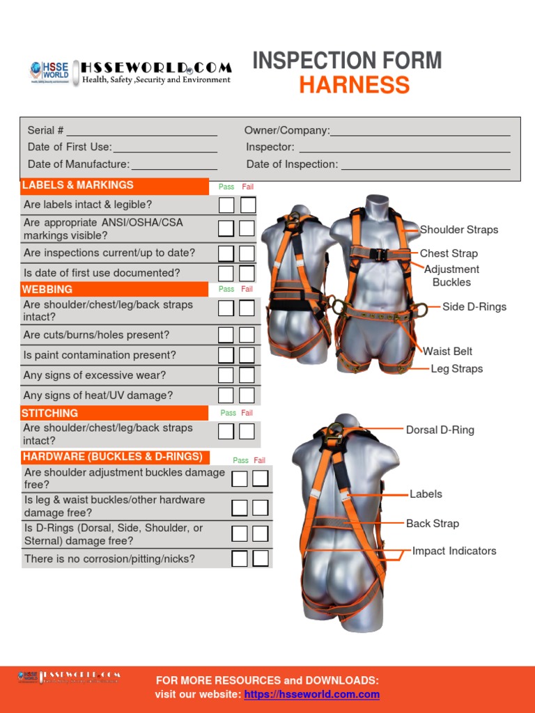 Safety Harness Inspection Checklist | PDF