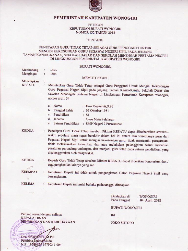 SK Bupati 2018 | PDF