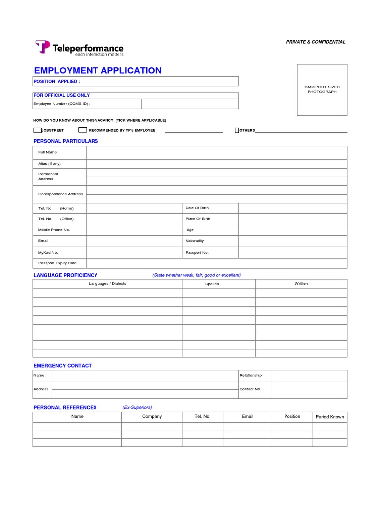 4 Application Form TP | Download Free PDF | Employment | Reason