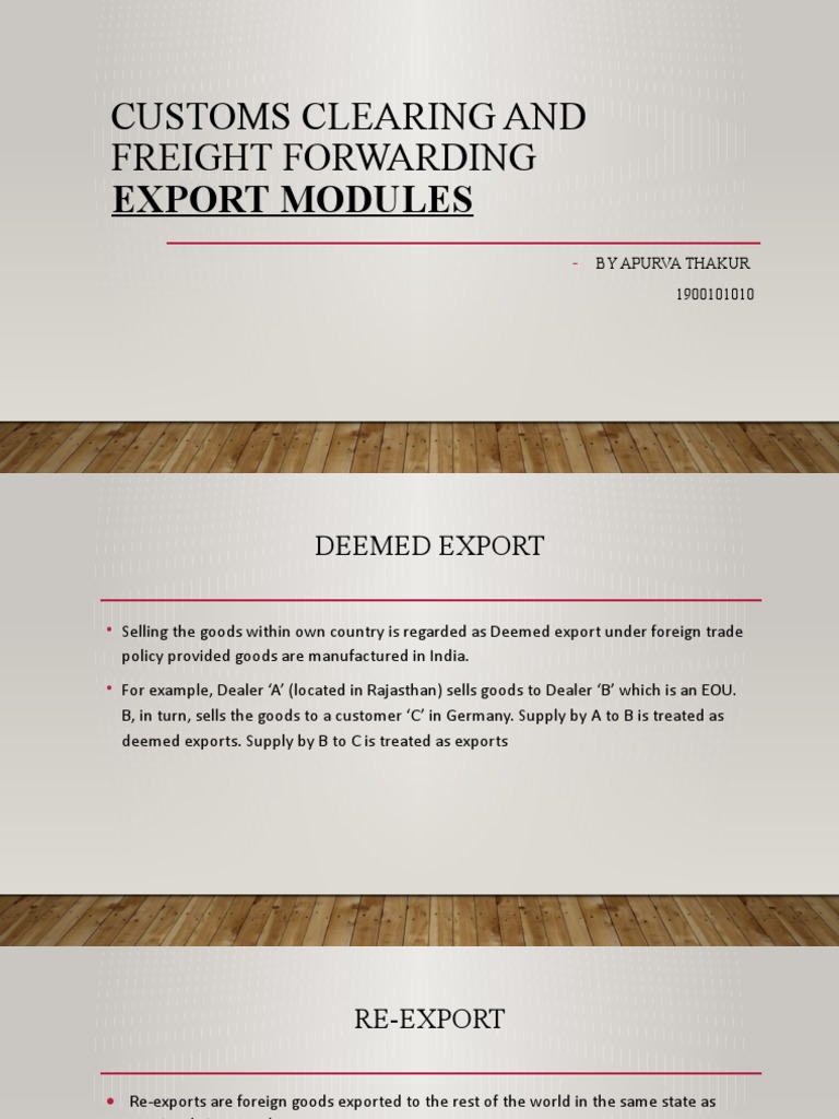 Customs Clearing and Freight Forwarding: Export Modules | PDF