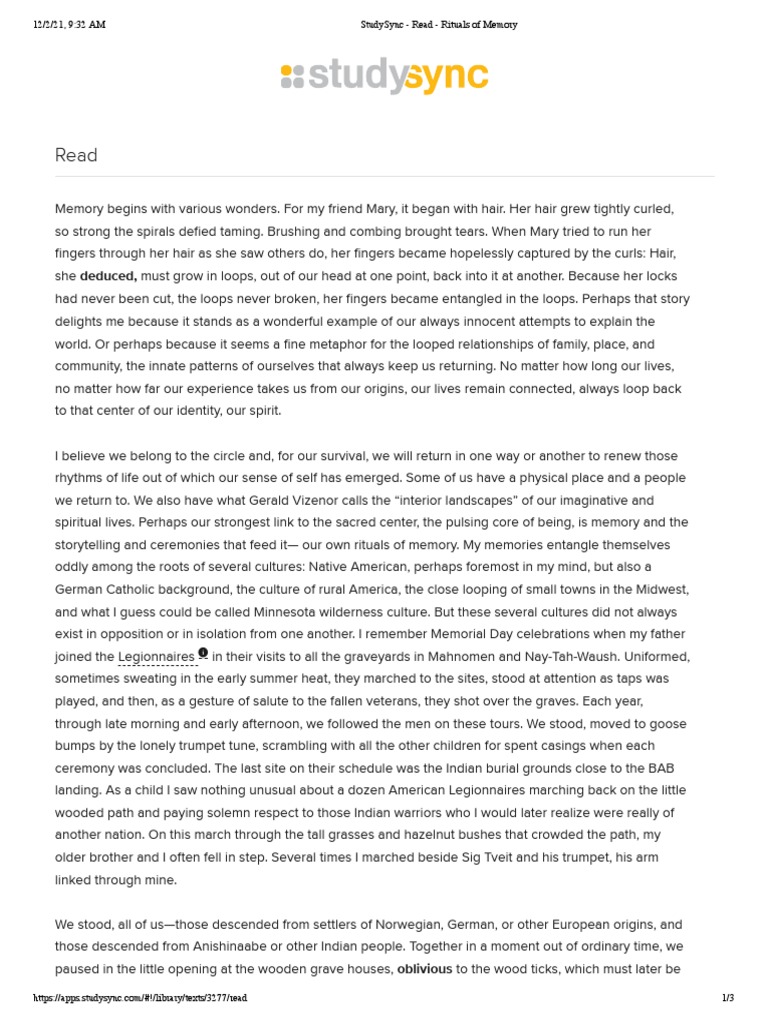 Rituals of Memory - Full Text | PDF | Memory