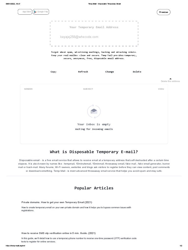 Temp Mail - Disposable Temporary Email | PDF | Spamming | Android ...