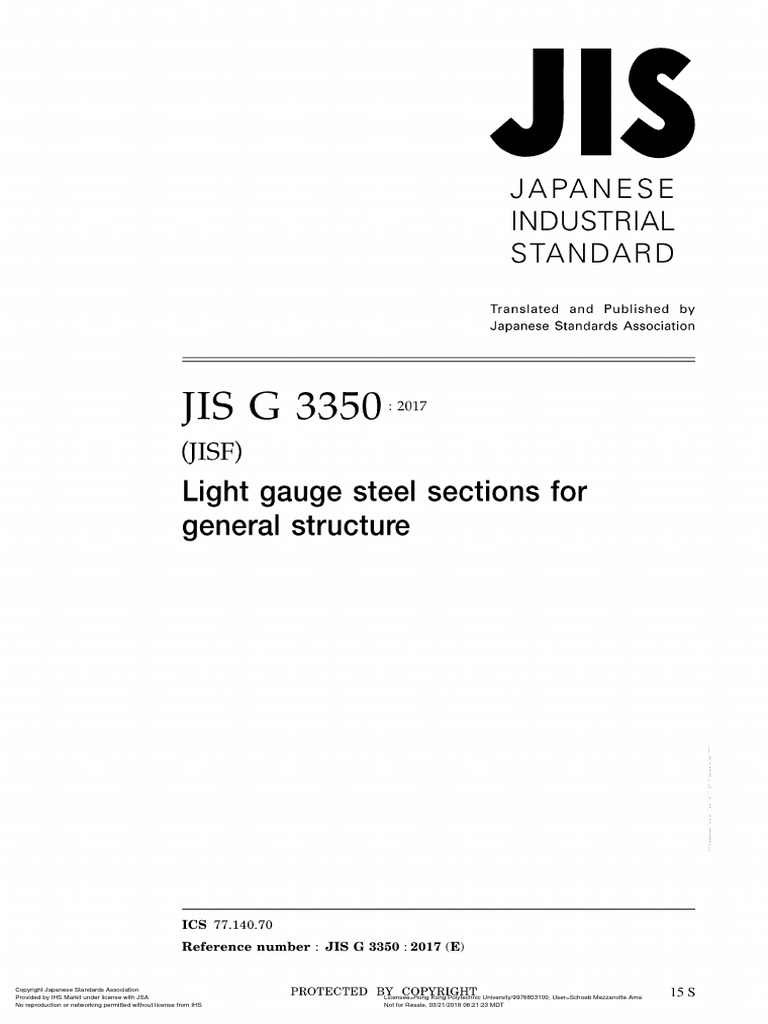 Jsa Jis G 3350 | PDF | Sheet Metal | Strength Of Materials