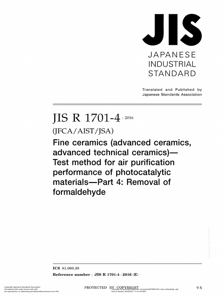 Jsa Jis R 1701-4 | PDF | Gases | Ultraviolet
