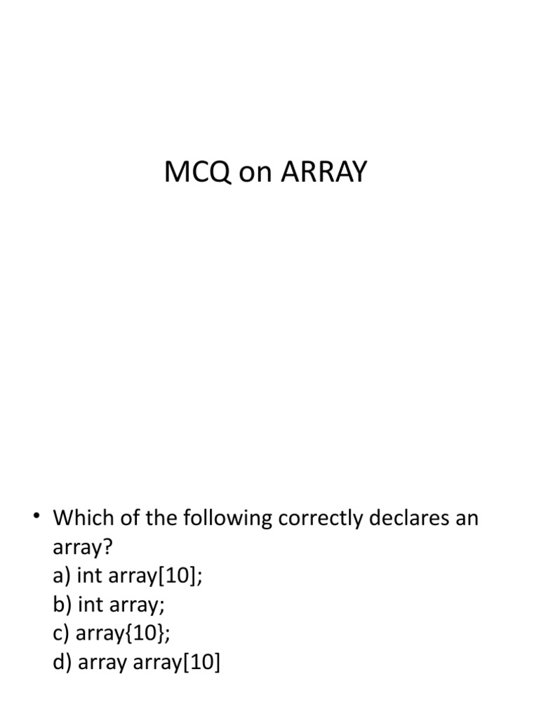 Mcq On Array Pdf Array Data Structure Data 8385