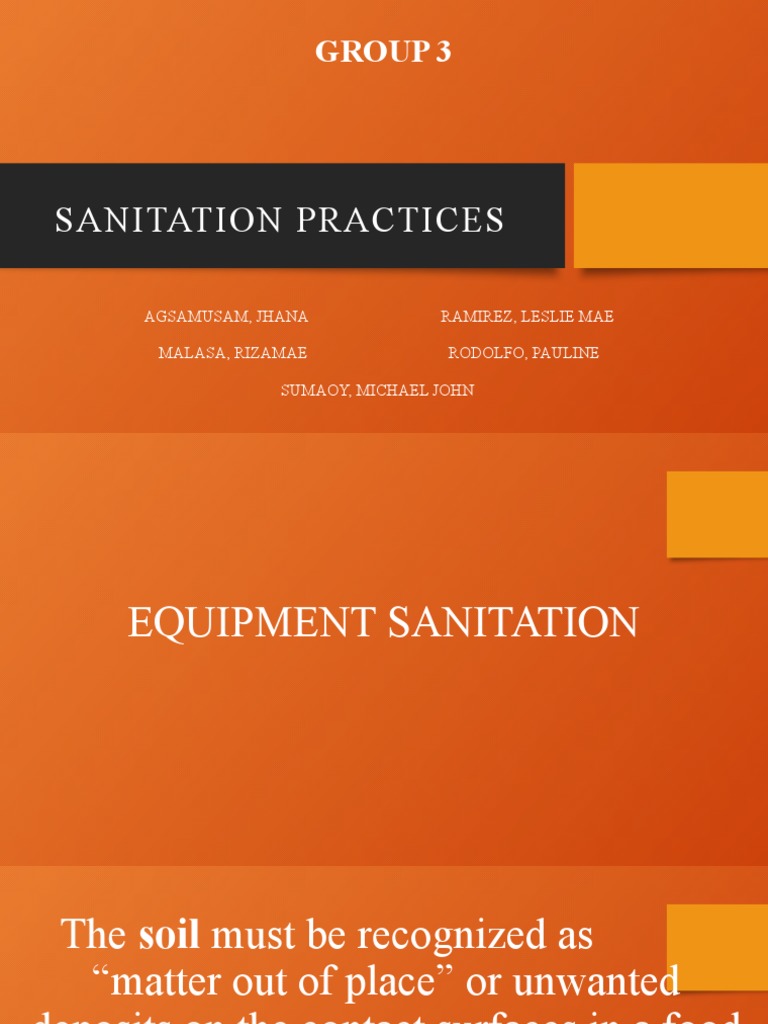 Group 3: Sanitation Practices | PDF | Disinfectant | Soil