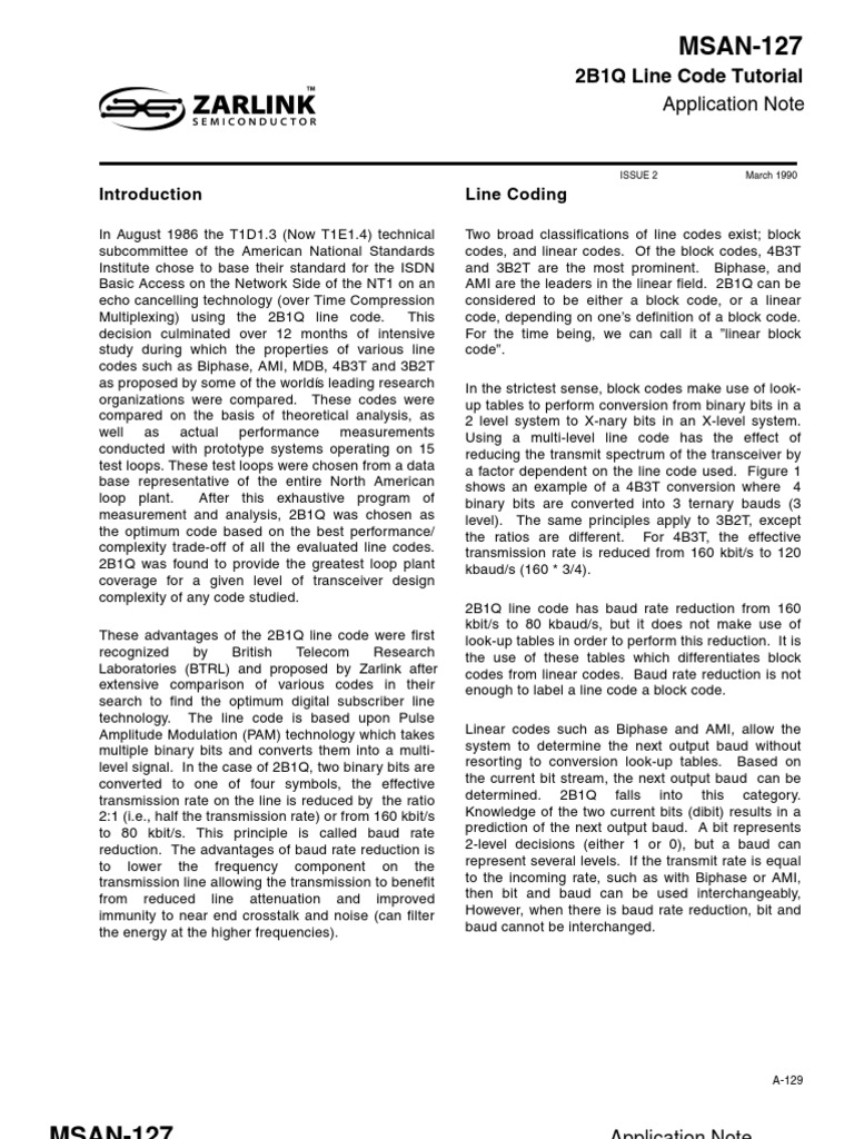 2B1Q | PDF | Analog To Digital Converter | Sampling (Signal Processing)