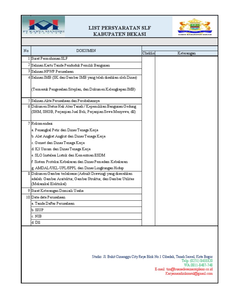 PERSYARATAN SLF DI KABUPATEN BEKASI | PDF
