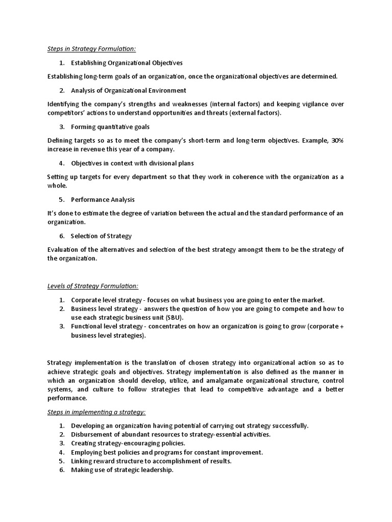 Strategy Formulation Steps | PDF