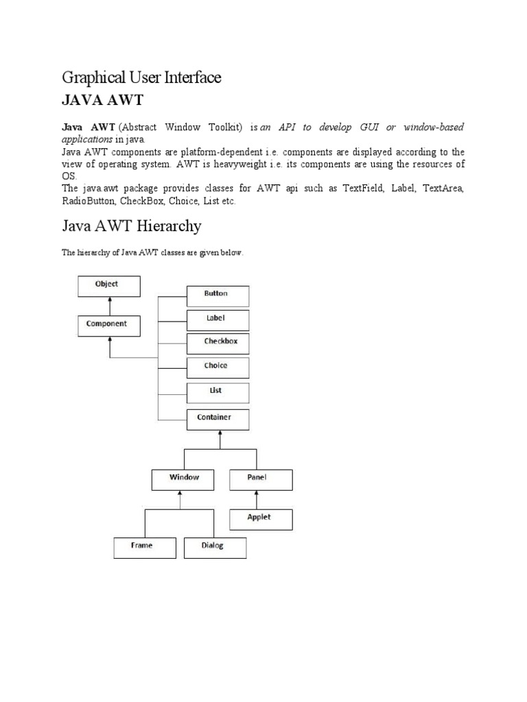 Graphical User Interface Java Awt Pdf Graphical User Interfaces Computing 