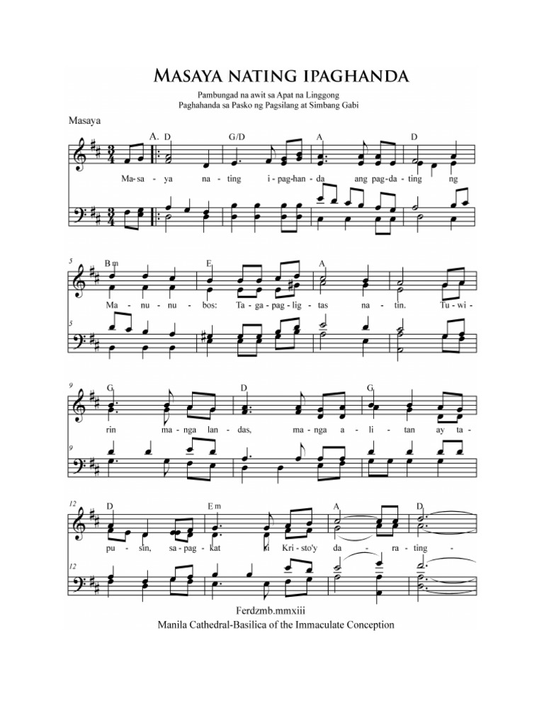 Masaya Nating Ipaghanda SATB FerdzB. | PDF