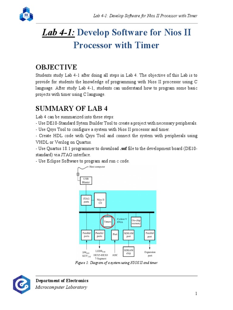 Lab 5-1 Develop Software Nios Timer | PDF | Parameter (Computer Programming) | Callback ...