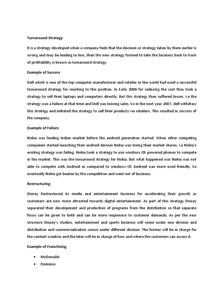 Turnaround Strategy | PDF | Nokia | Dell