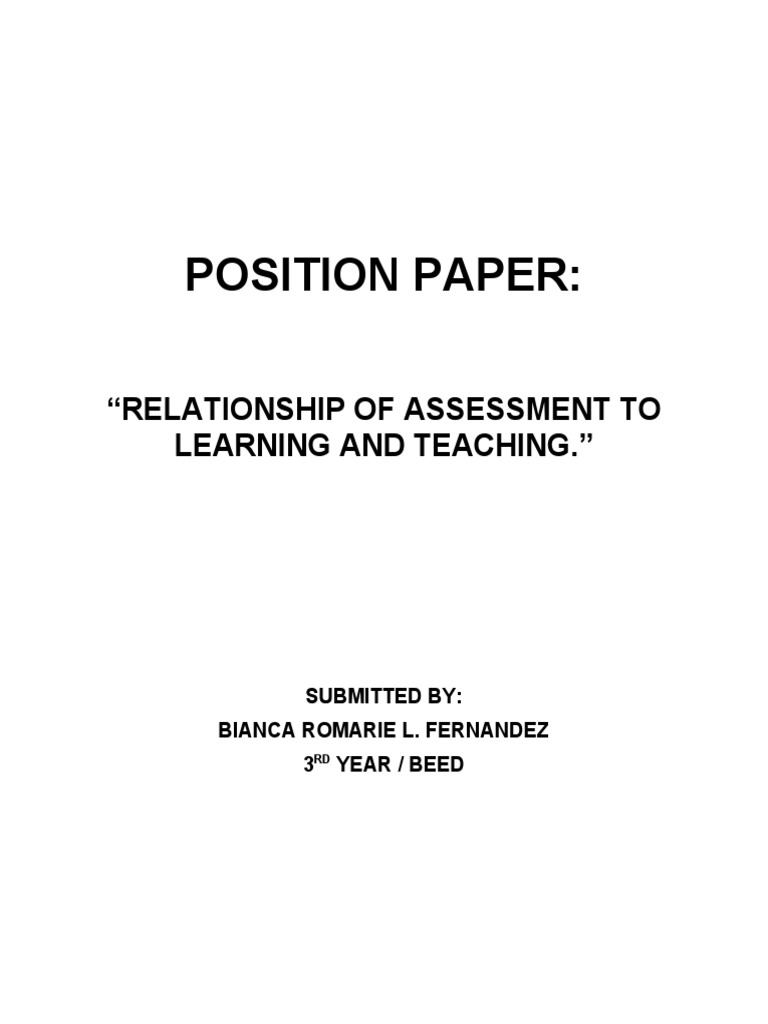 Position Paper | PDF | Educational Assessment | Teachers