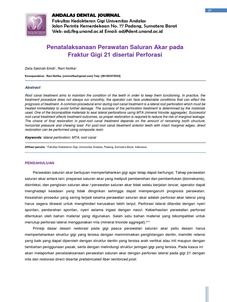 Perawatan Saluran Akar Gigi 21 dengan MTA | PDF | Sains & Matematika