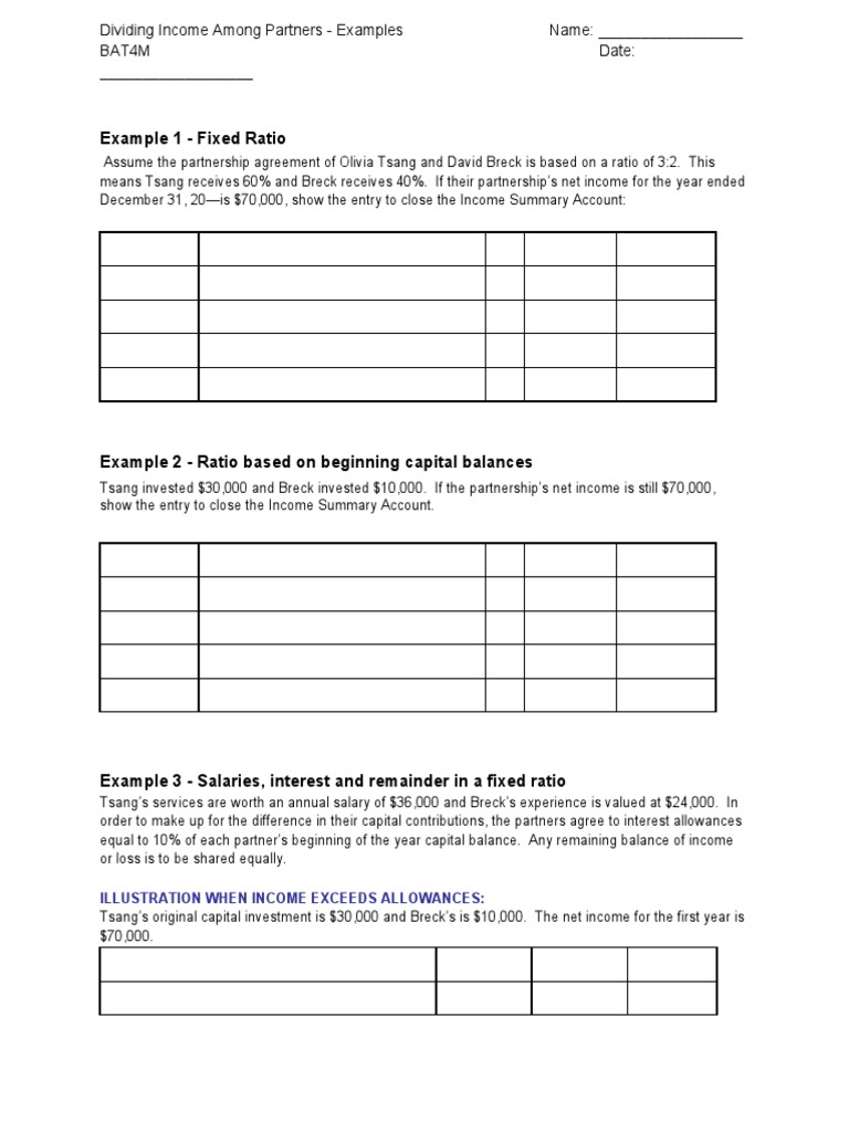 2 - Dividing Income Among Partners - Examples | PDF | Income | Partnership