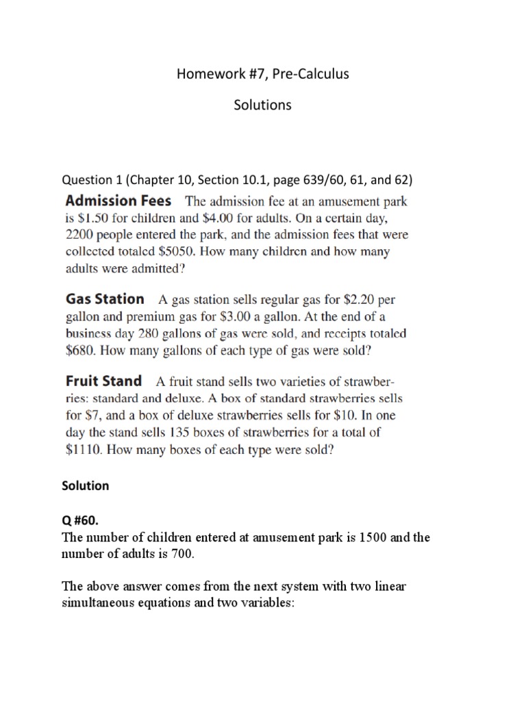 Pre-Calculus Homework Solutions 7 | PDF | Equations | Mathematical Objects