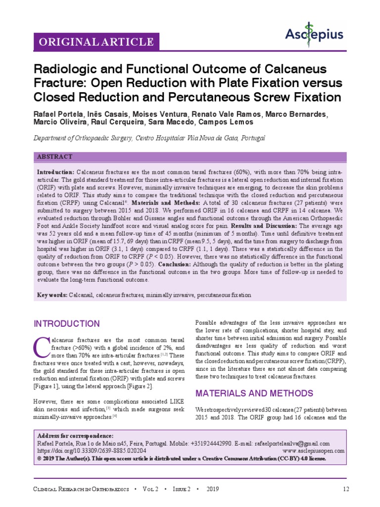 Radiologic And Functional Outcome Of Calcaneus Fracture Open Reduction