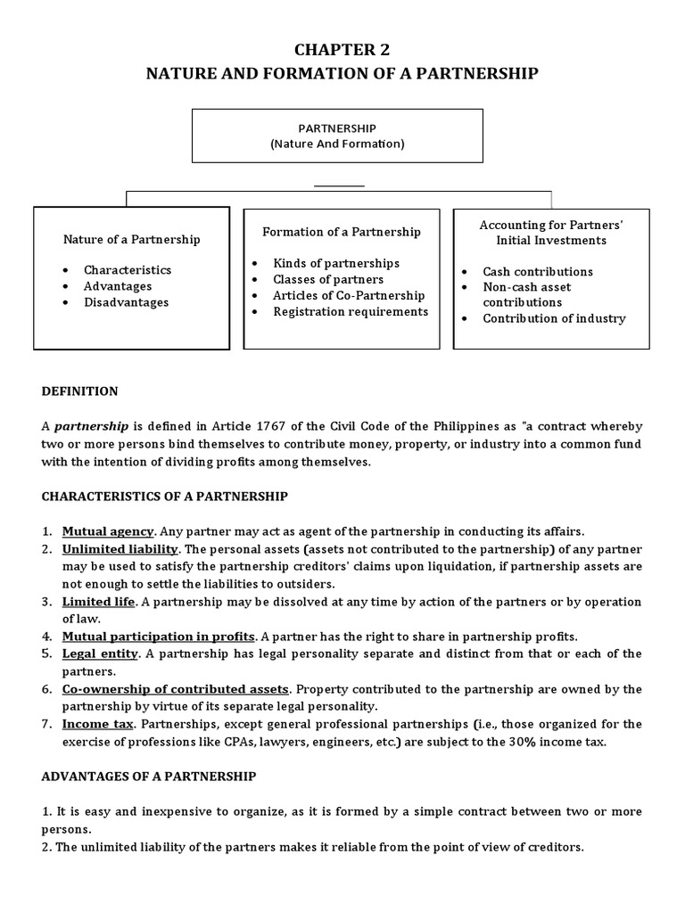 Nature and Formation of A Partnership | PDF | Partnership | Economies