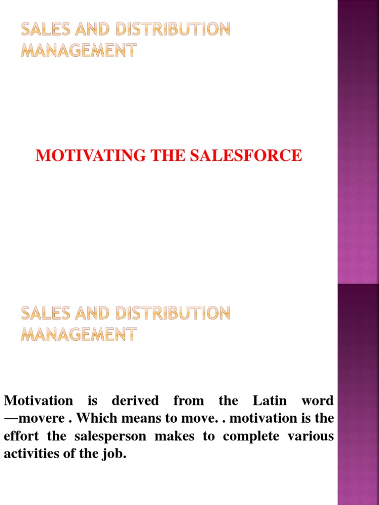 Motivating The Salesforce | PDF | Motivational | Motivation